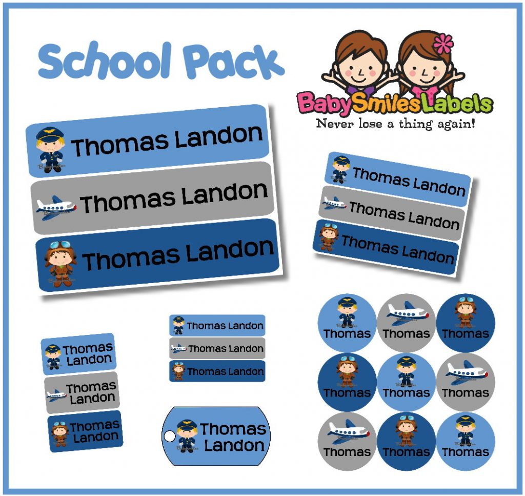 Airplane Pilot School Labels Pack | Baby Smiles Labels