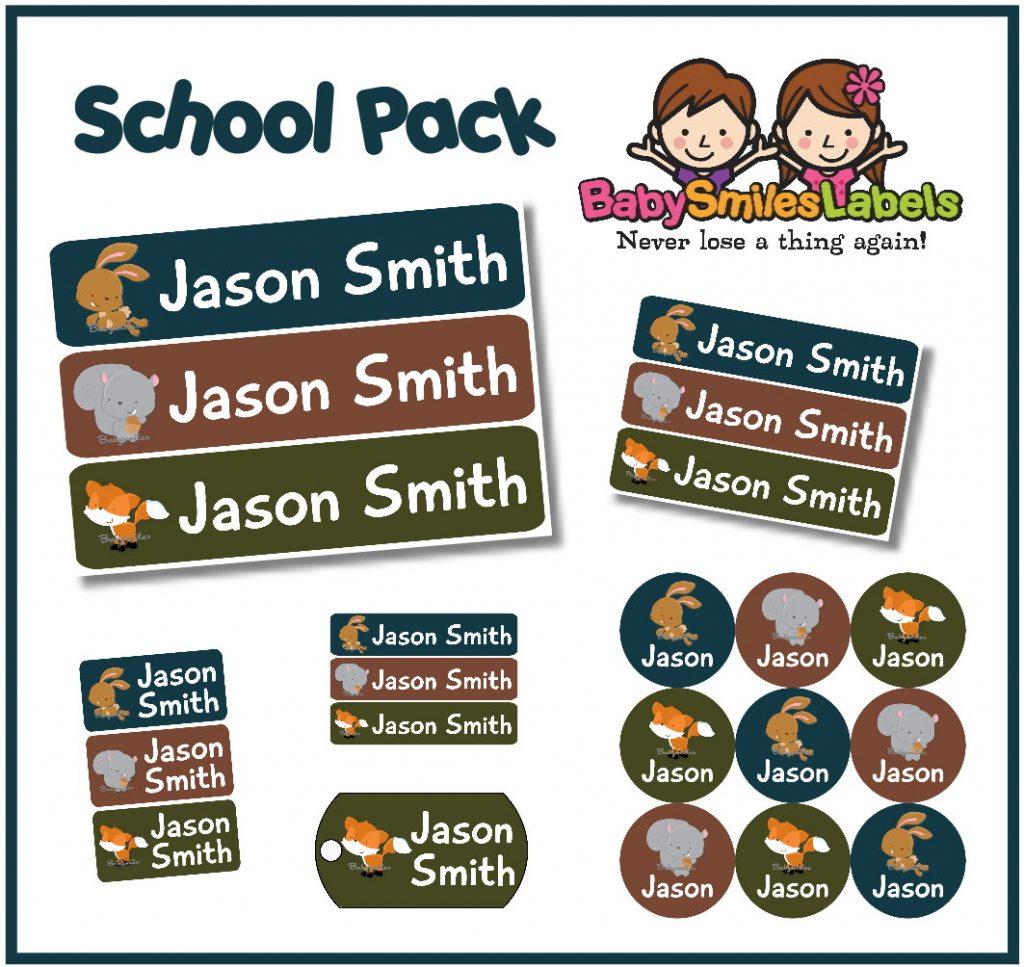 Cute Forest Animals School Labels Pack | Baby Smiles Labels