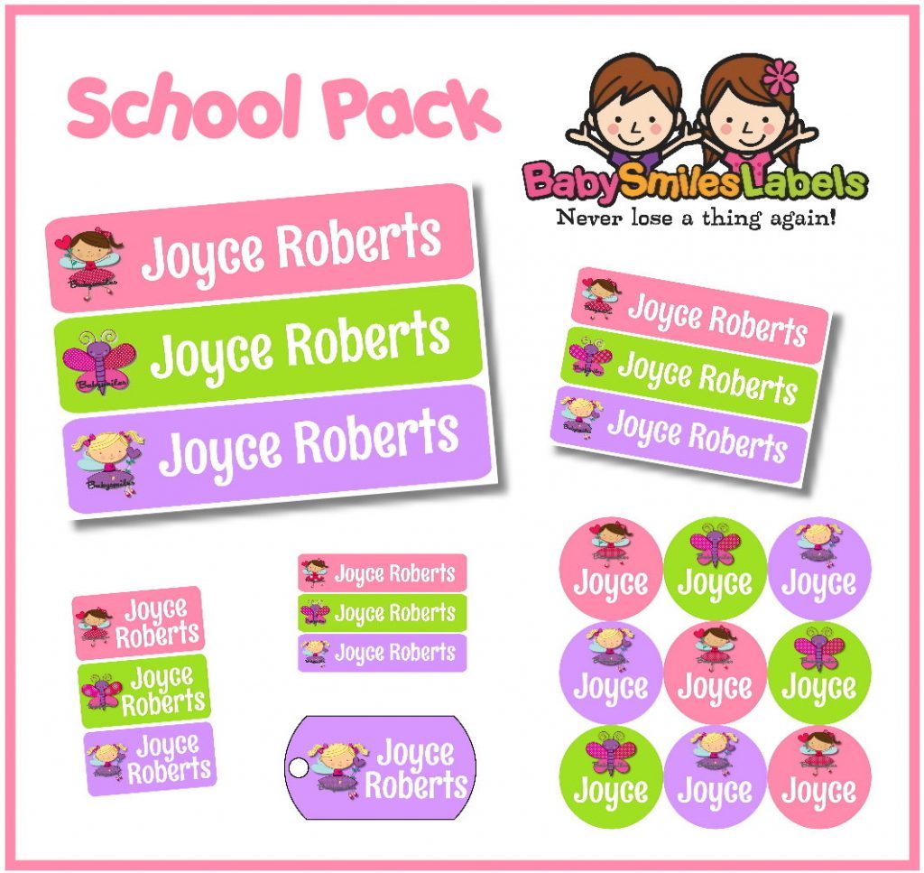 Lil Cute Girls School Labels Pack | Baby Smiles Labels