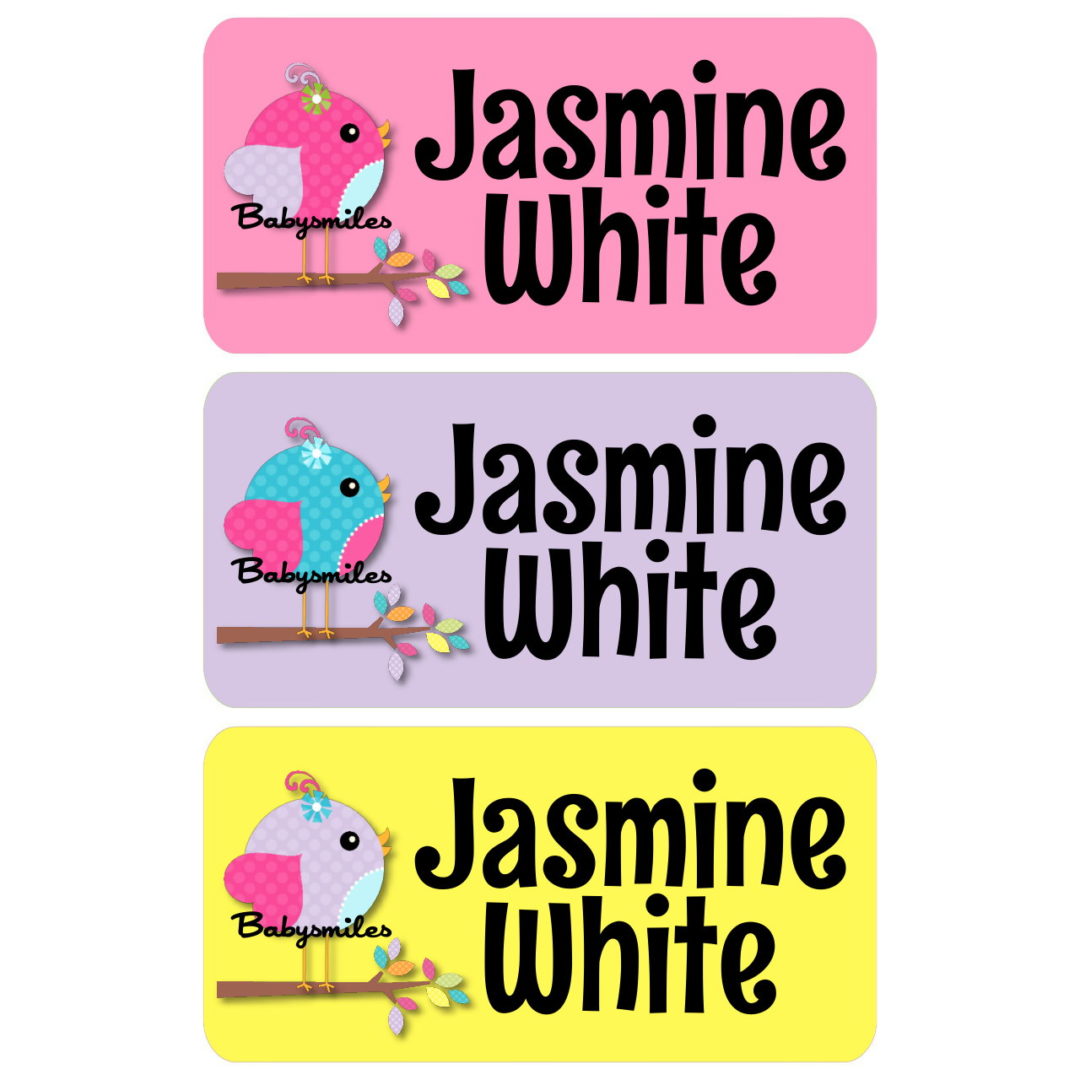 Super Cute Girly Birds Clothing Tag Labels | Baby Smiles Labels