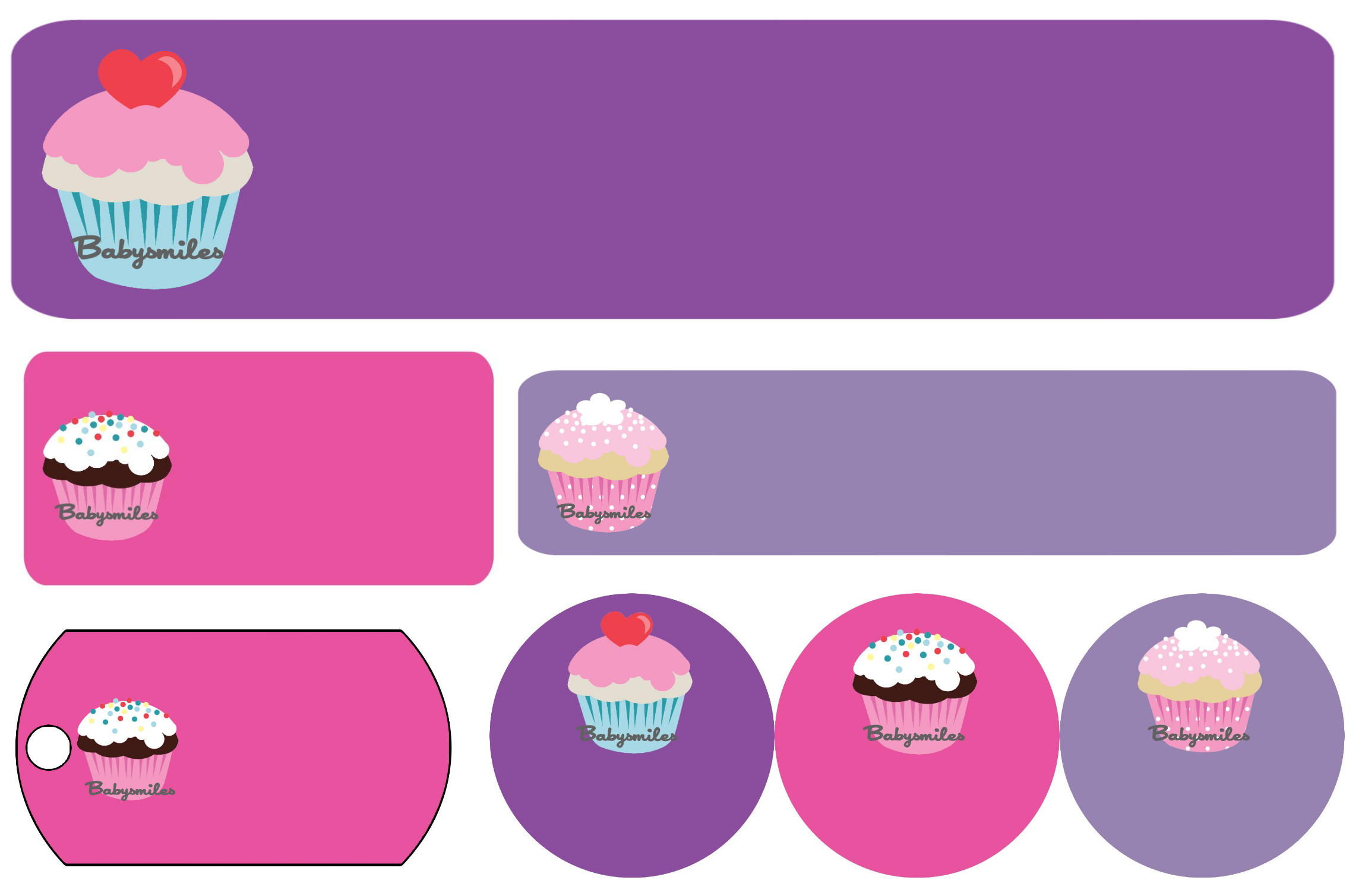 Cupcake Starter Label Pack 6 | Baby Smiles Labels