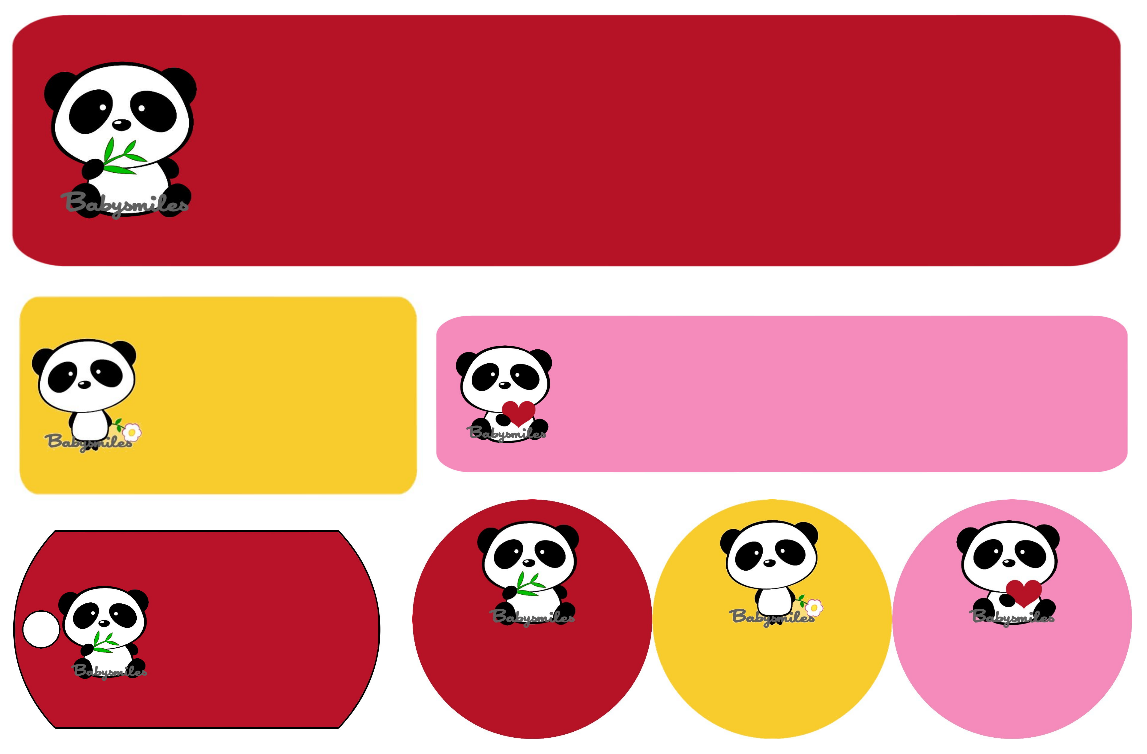 Cute Panda Starter Label Pack 6 | Baby Smiles Labels